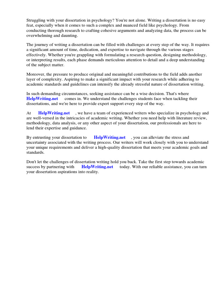 Sample Dissertation in Psychology | PDF | Methodology | Psychology