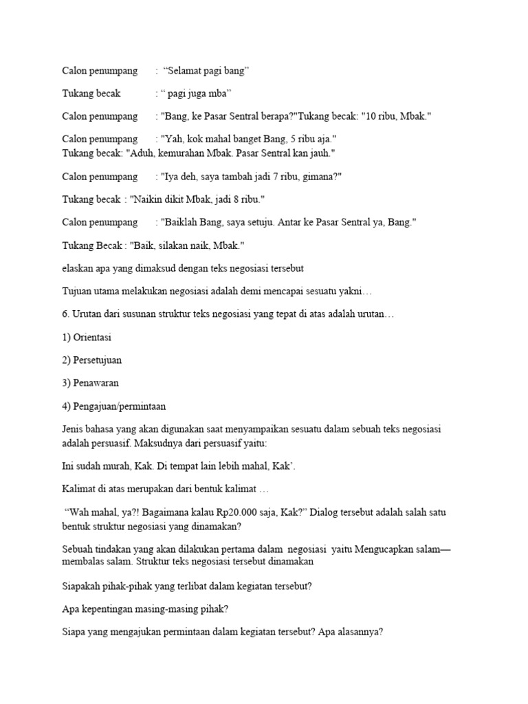 Soal Esai Bahasa Indonesia | PDF