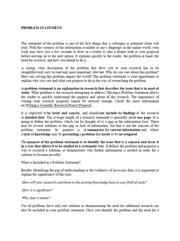 Problem Statement | PDF | Knowledge | Methodology