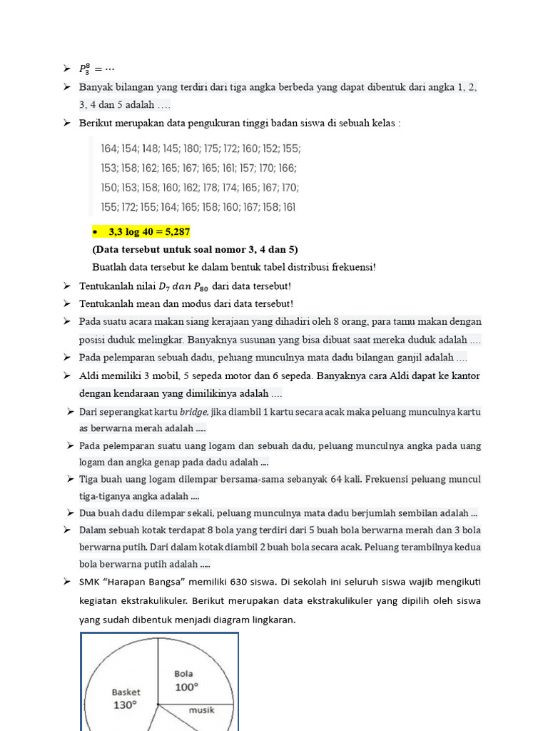 Kisi Kisi MTK Kelas 12 | PDF