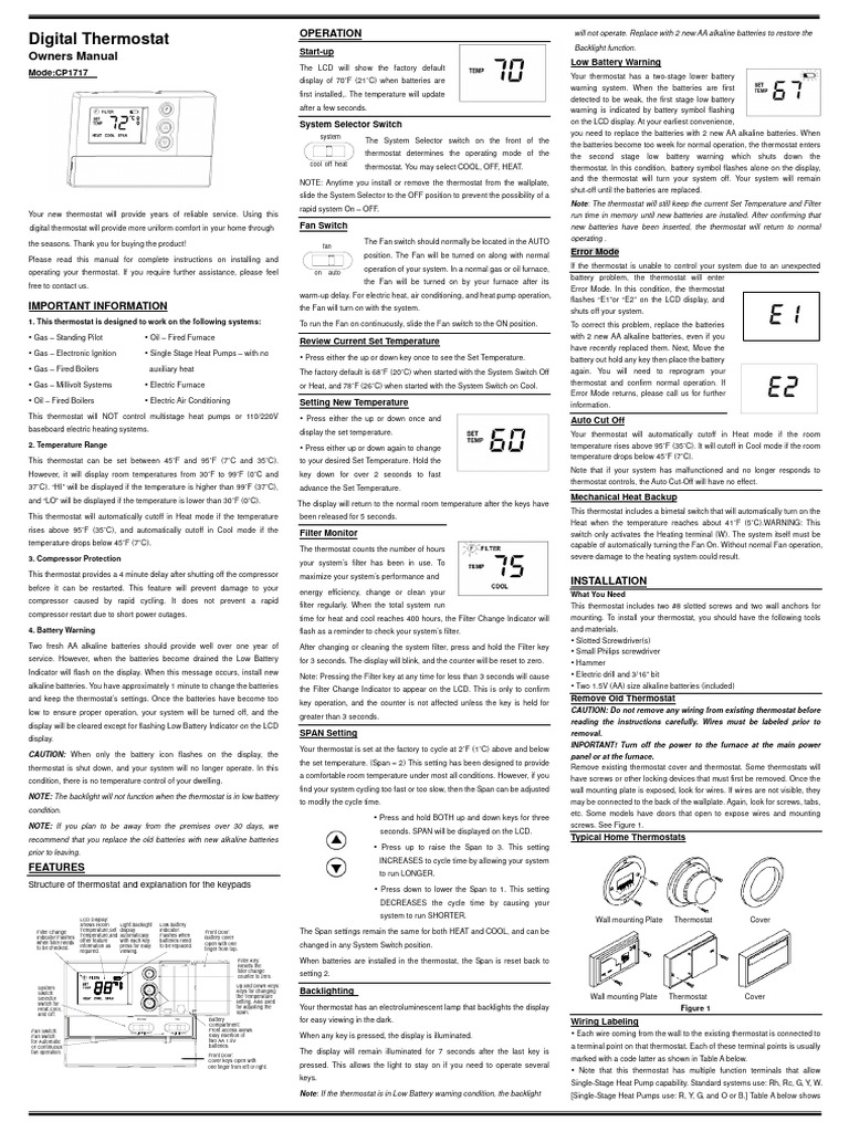 Doc | PDF | Thermostat | Switch