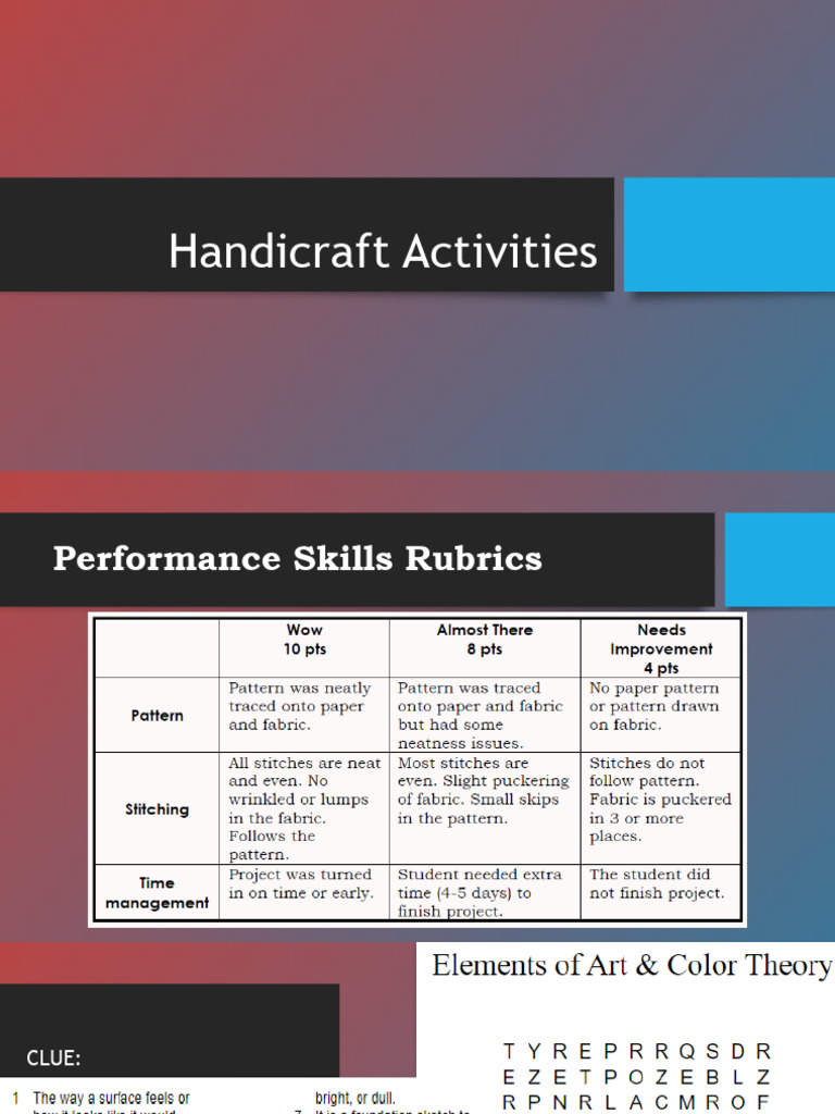 Handicraft Activities | PDF | Yarn | Textiles