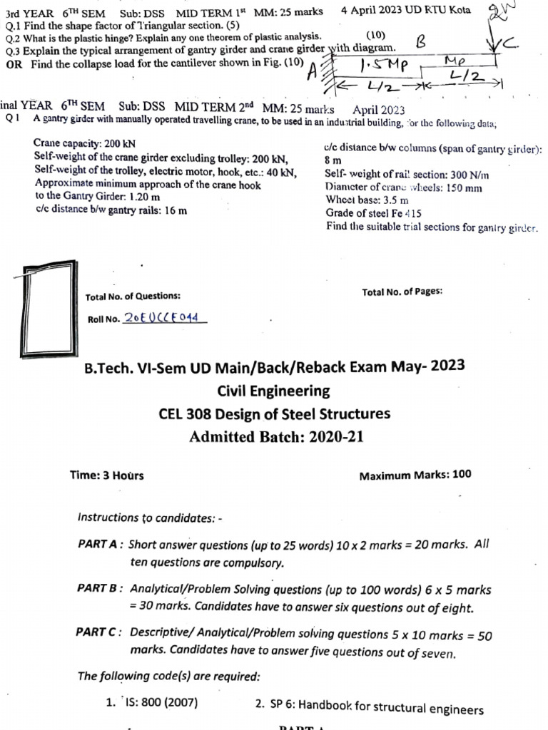 6TH Sem Papers | Download Free PDF | Truss | Water