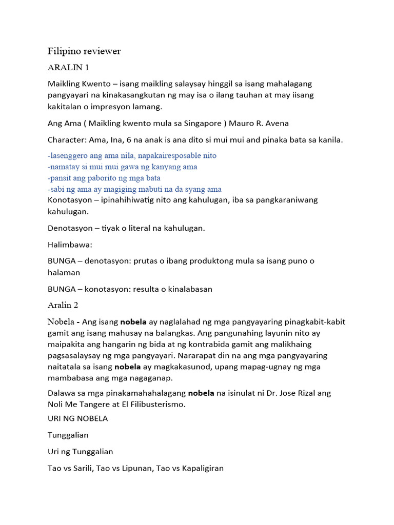 Filipino Reviewer | PDF