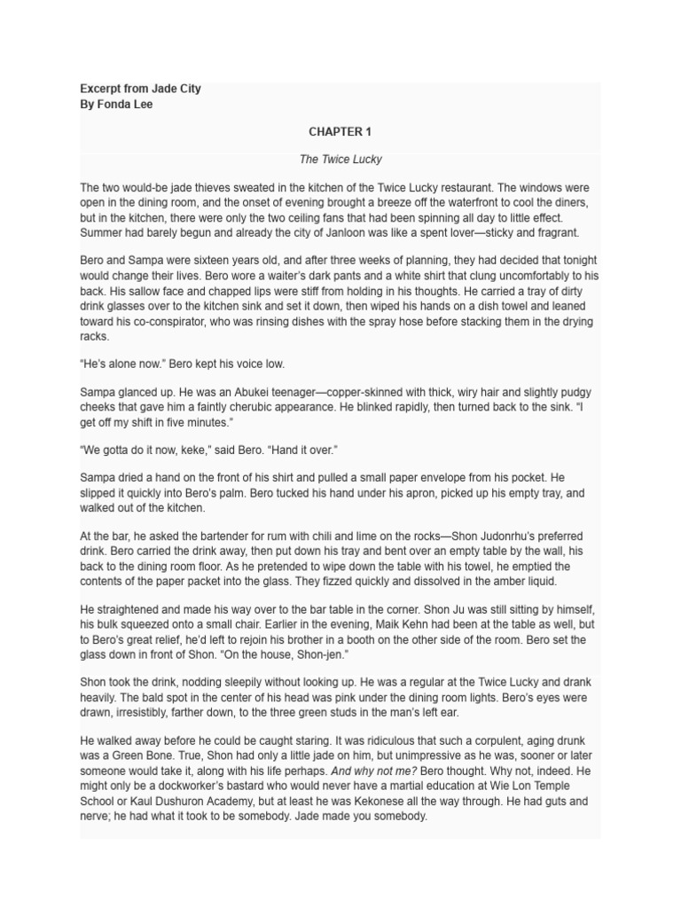 Jade City Chapter 1 Pdf