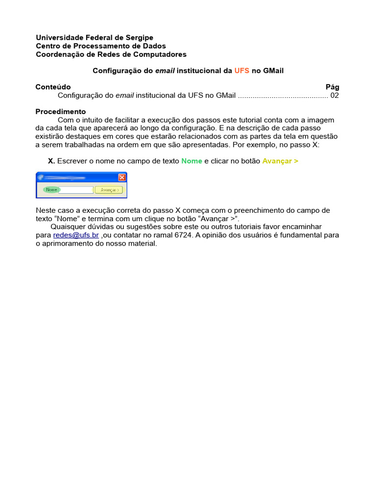 Configuração Do Email Institucional Da UFS No GMail. Configuração Do ...