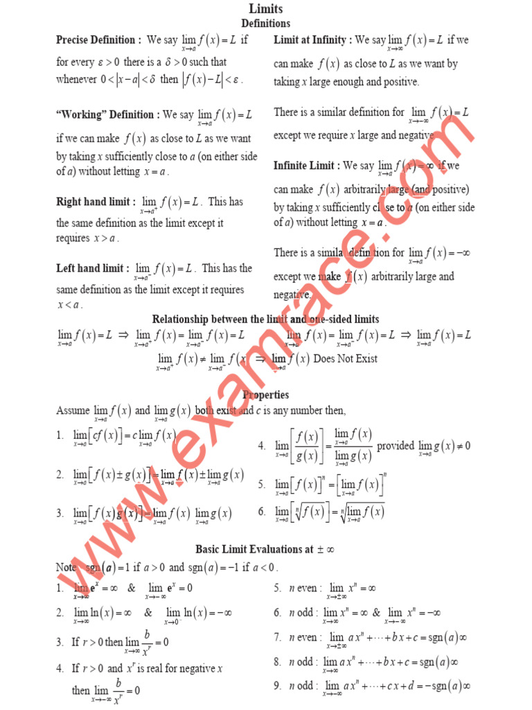 Mathematics Limits | PDF | Complex Analysis | Mathematical Relations