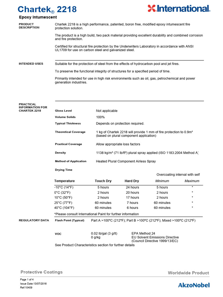 Chartak 2218 Datasheet | PDF | Paint | Coating