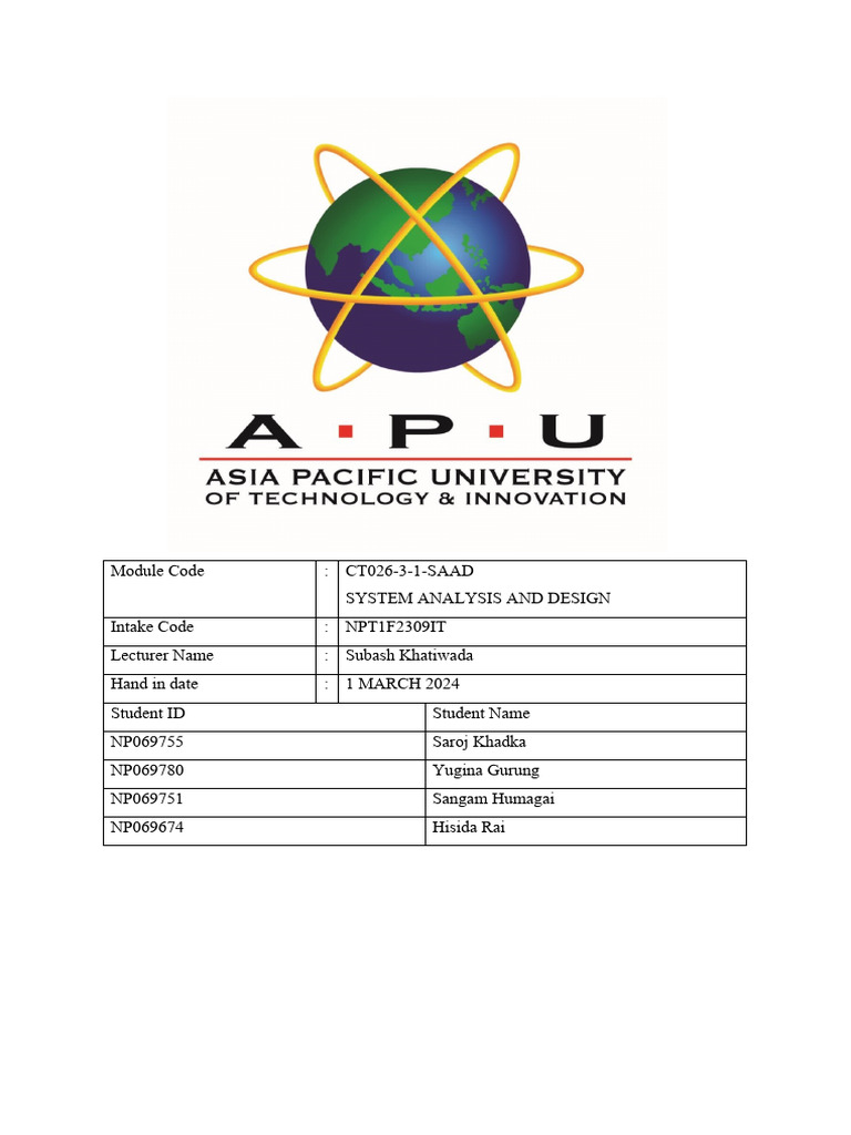 Group Assignment of System Analysis and Design | PDF | Feasibility Study | Server (Computing)