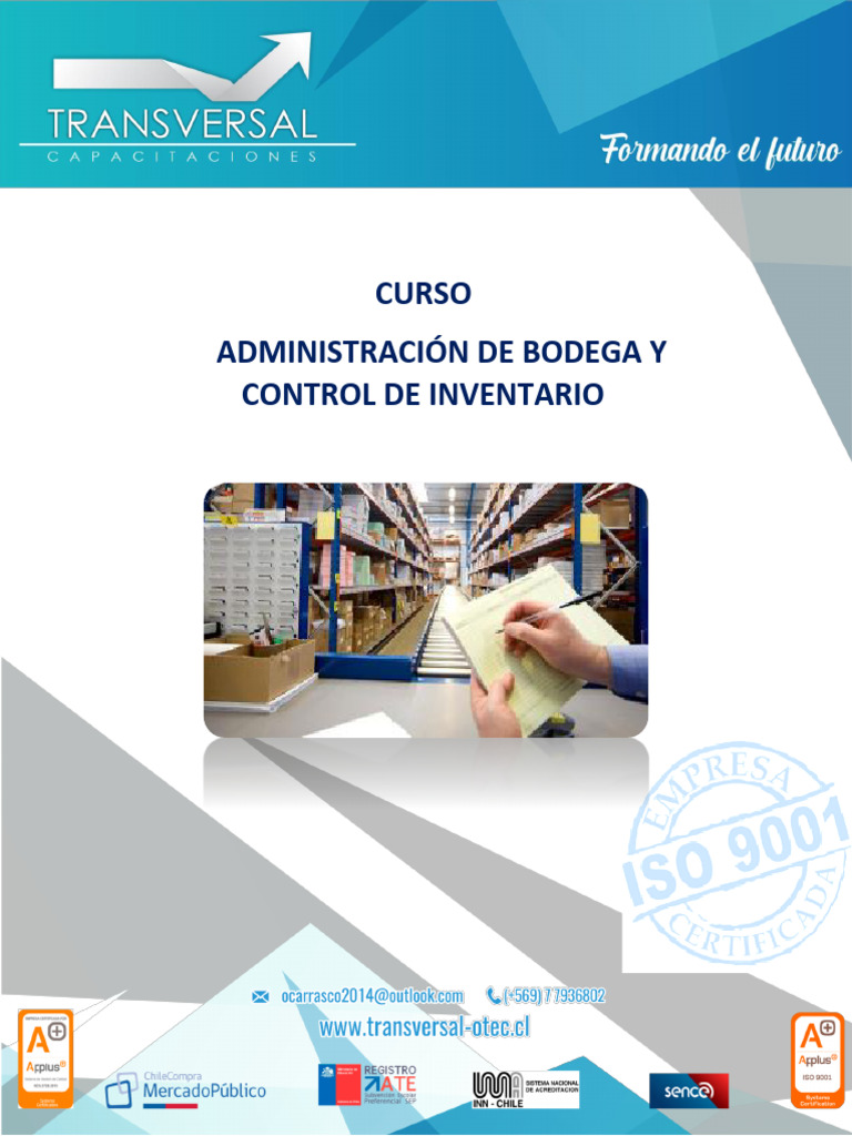 CURSO ADMINISTRACION DE BODEGA Y CONTROL DE INVENTARIO (Auto ... CURSO ADMINISTRACION DE BODEGA Y CONTROL DE INVENTARIO (Auto ...