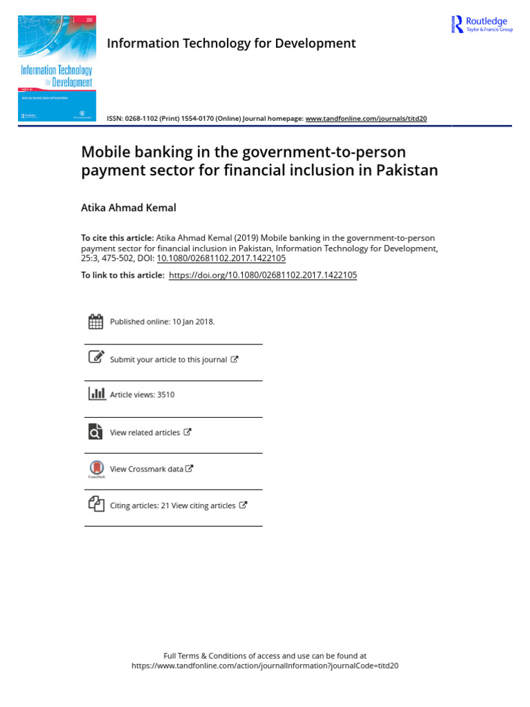 Mobile Banking in The Government-To-Person Payment Sector For Financial ...