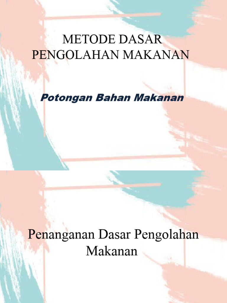 Boga Dasar Metode Dasar Potongan Bahan Makanan | PDF