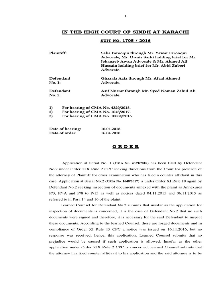 Citation On O. XIX Rule 1&2 of CPC | Download Free PDF | Affidavit ...