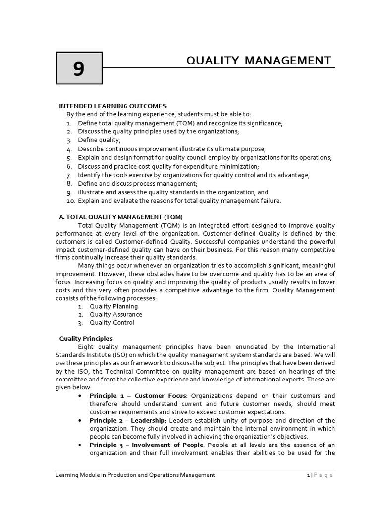 Total Quality Management Overview | PDF | Quality Management | Iso 9000