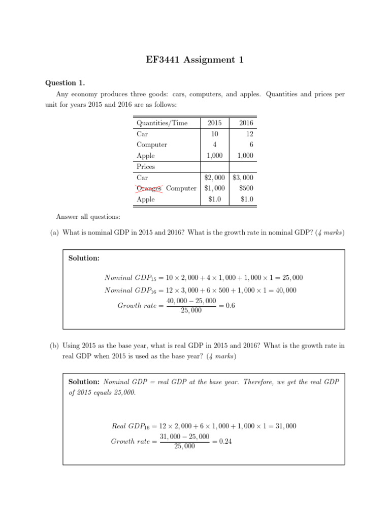 Assignment1 Ans | PDF | Labour Economics | Gross Domestic Product