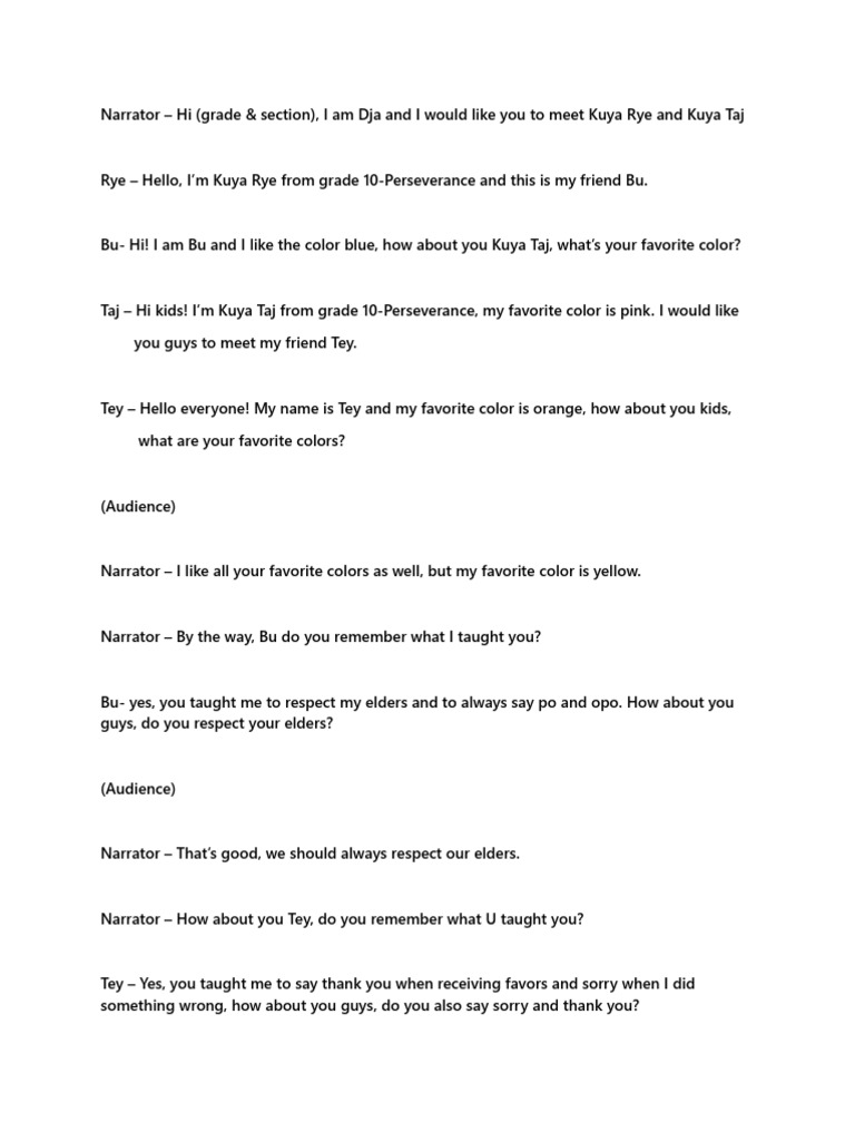 Puppet Script | PDF | Language Arts & Discipline