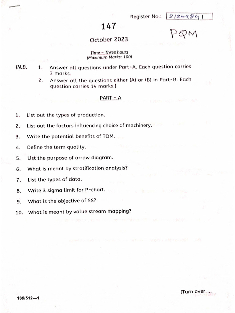 PQM Board Exam QP | PDF