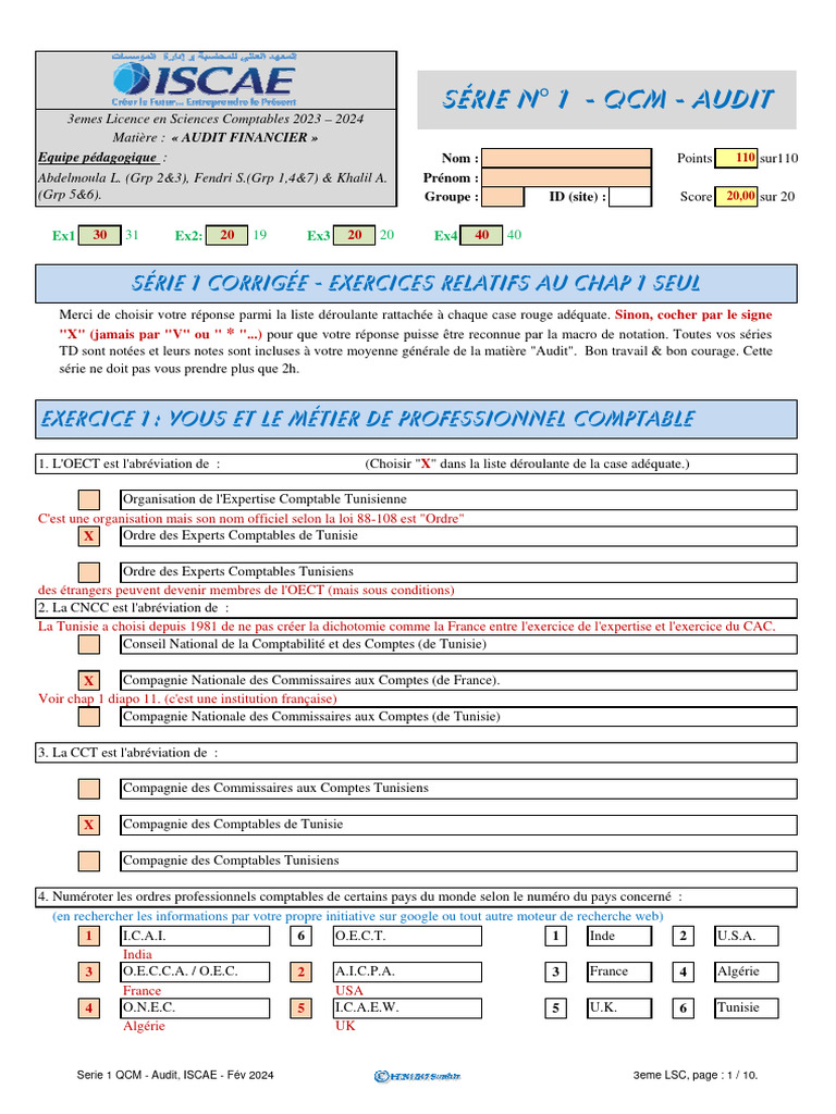 QCM Audit : Examen et Réglementation 2024 | PDF | Business | Audit