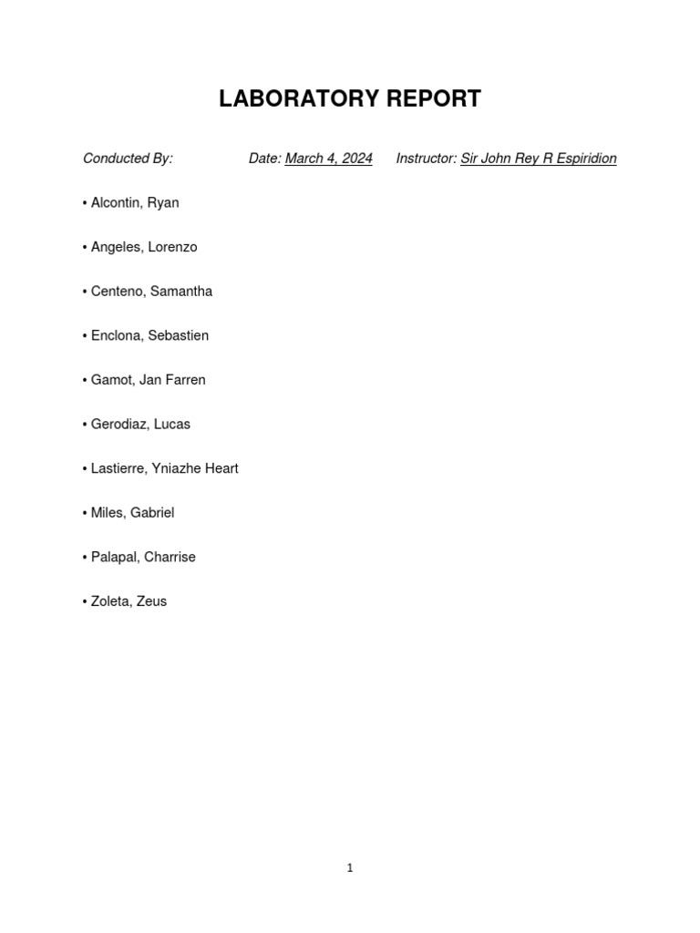 Laboratory Report | PDF | Stomach | Digestion