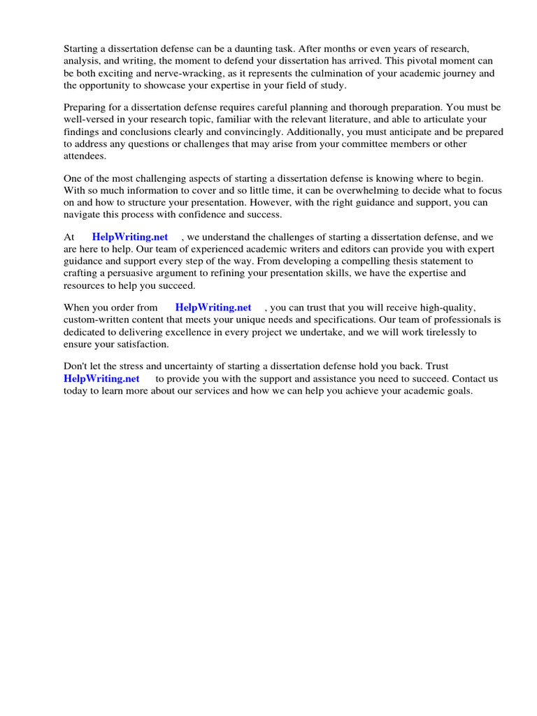 How To Start A Dissertation Defense | PDF | Thesis | Expert