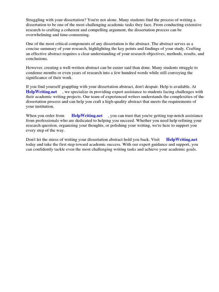 Abstract Dissertation Template Pdf Thesis Abstract Summary