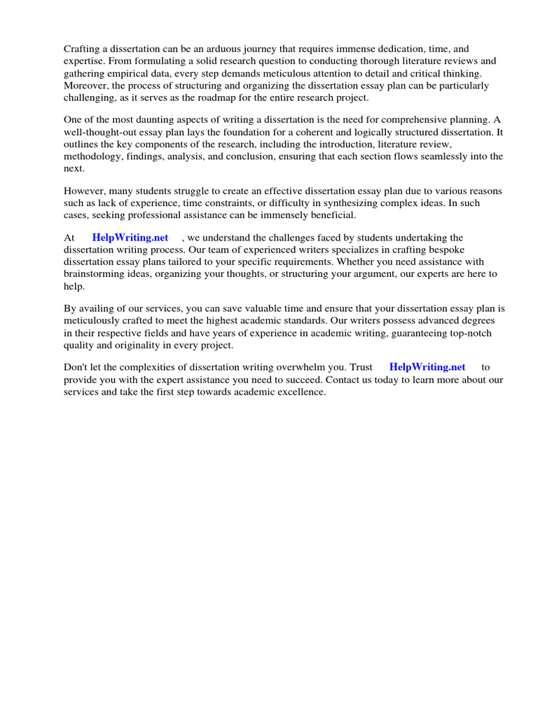 Dissertation Essay Plan | PDF | Essays | Thesis