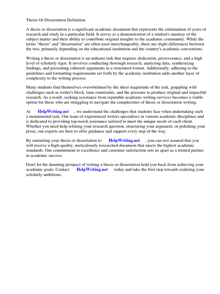 Thesis or Dissertation Definition | PDF | Thesis | Essays