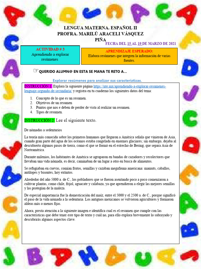 Español 2° B-C Act. 2 16-19 Marzo | PDF | Nómada