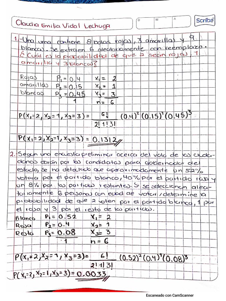 Ejercicios de Distribución Multinomial | PDF