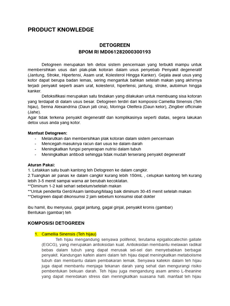 Product Knowledge Detogreen | PDF