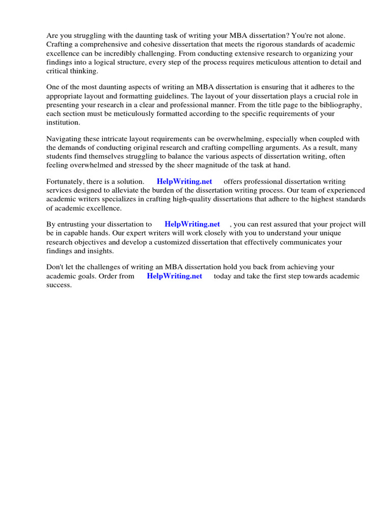 Mba Dissertation Layout | PDF | Thesis | Methodology