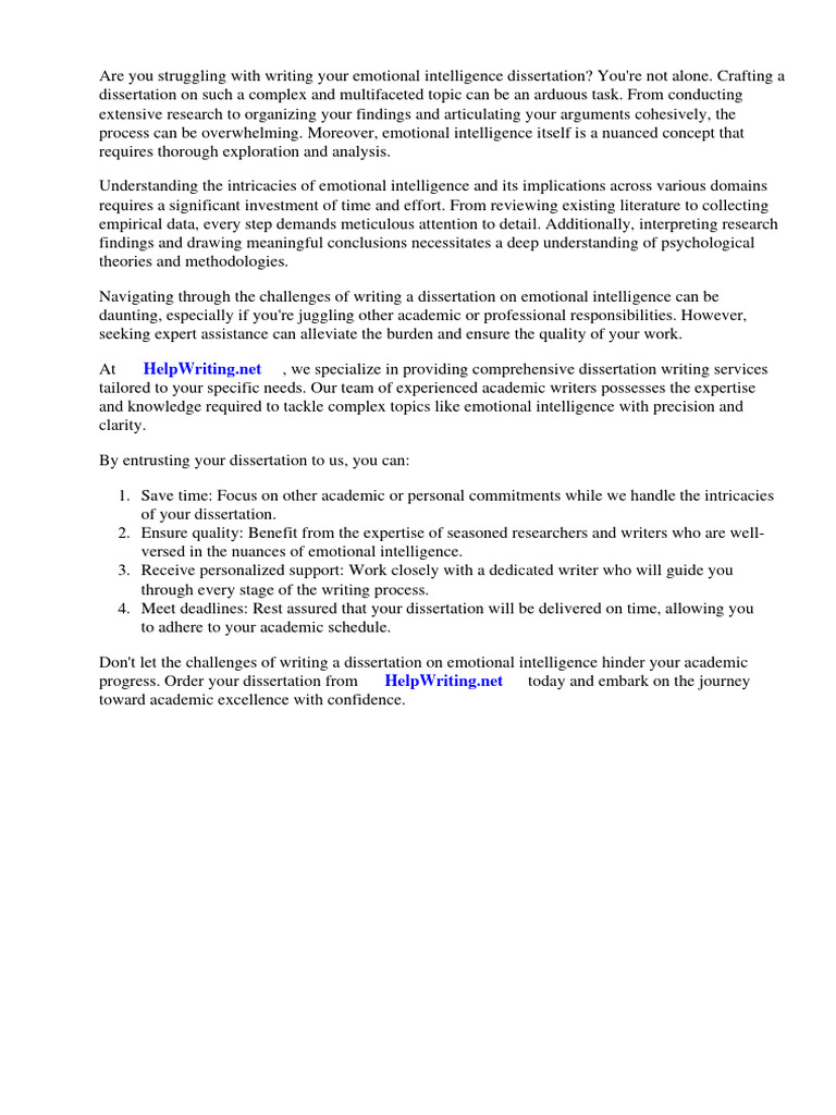 Emotional Intelligence Dissertation PDF | PDF | Emotional Intelligence ...