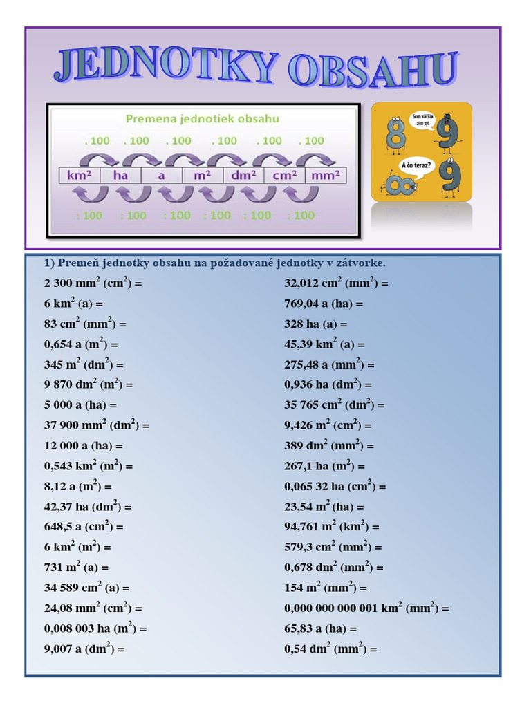 Jednotky Obsahu - Úlohy | PDF