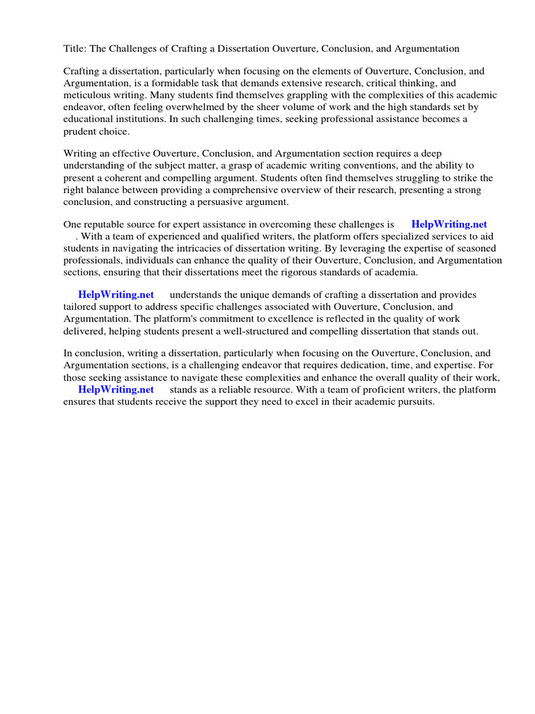 Ouverture Conclusion Dissertation Argumentation | PDF | Essays | Thesis