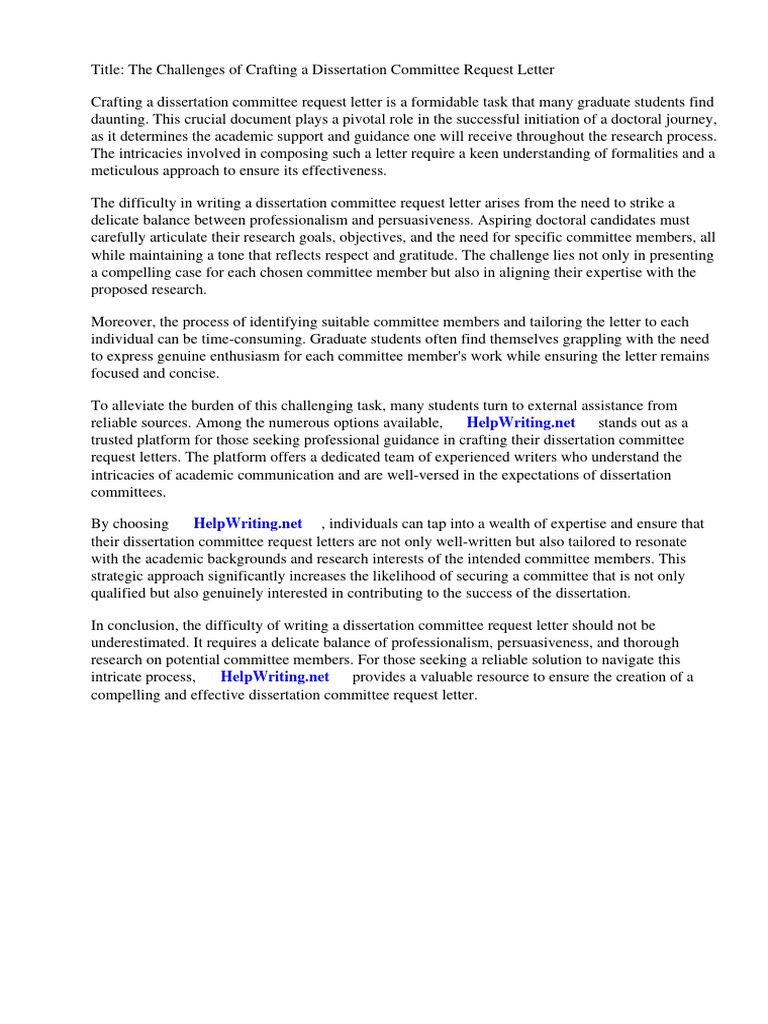 Dissertation Committee Request Letter | PDF | Thesis | Committee