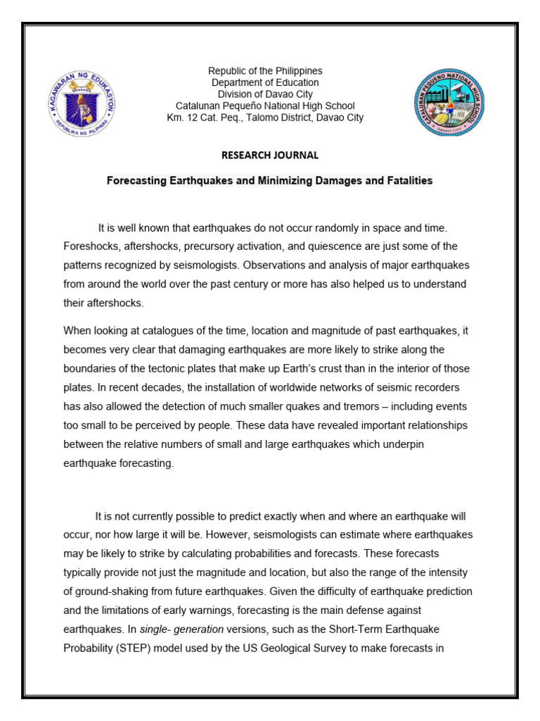 Earthquake Forecasting and Safety Measures | PDF | Earthquakes | Seismology