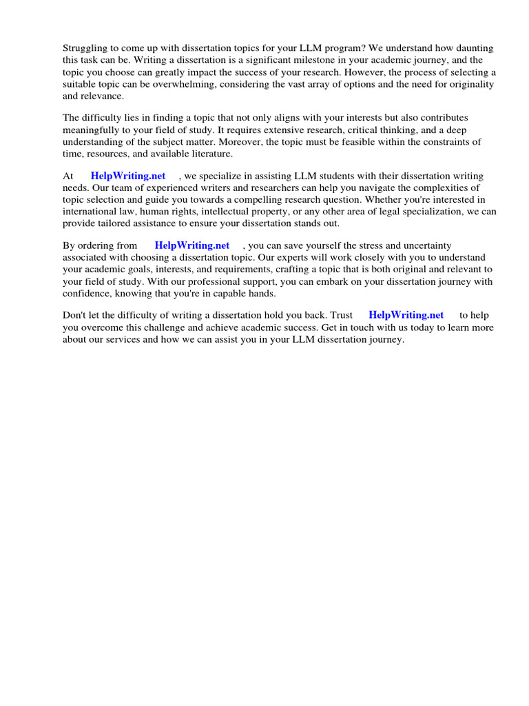 Dissertation Topics For LLM Students | Download Free PDF | Thesis ...