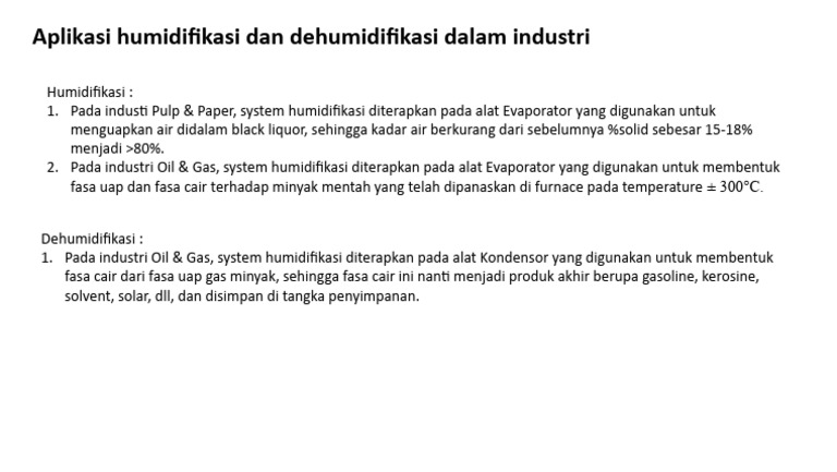 Aplikasi Humidifikasi Dan Dehumidifikasi Dalam Industri | PDF ...