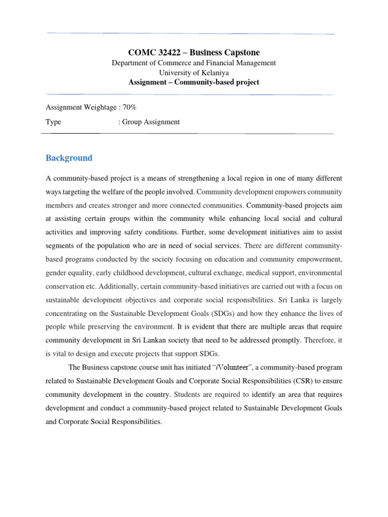 Business Capstone Project Guidelines 2022 | PDF | Corporate Social ...