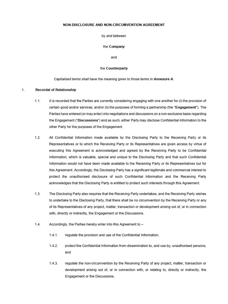 Online Non Disclosure Non Circumvention Agreement | PDF | Non ...