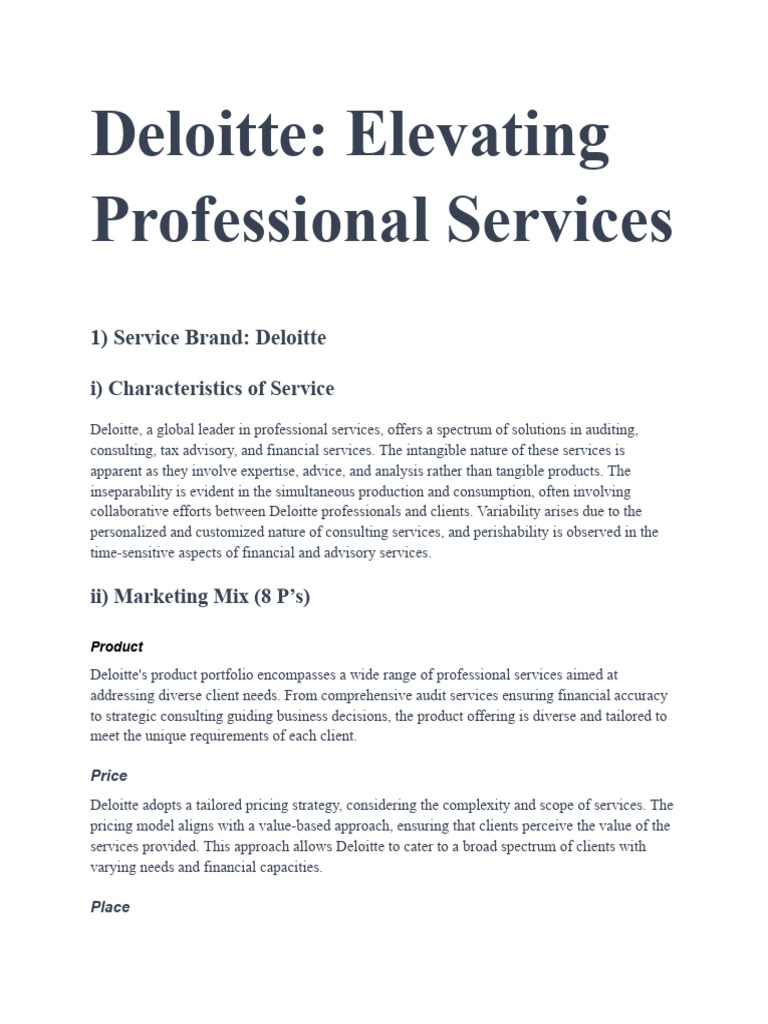 Evaluating Deloitte's Professional Services | PDF | Pricing | Brand