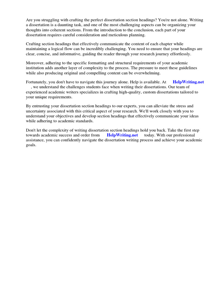 Dissertation Section Headings | PDF | Thesis | Apa Style