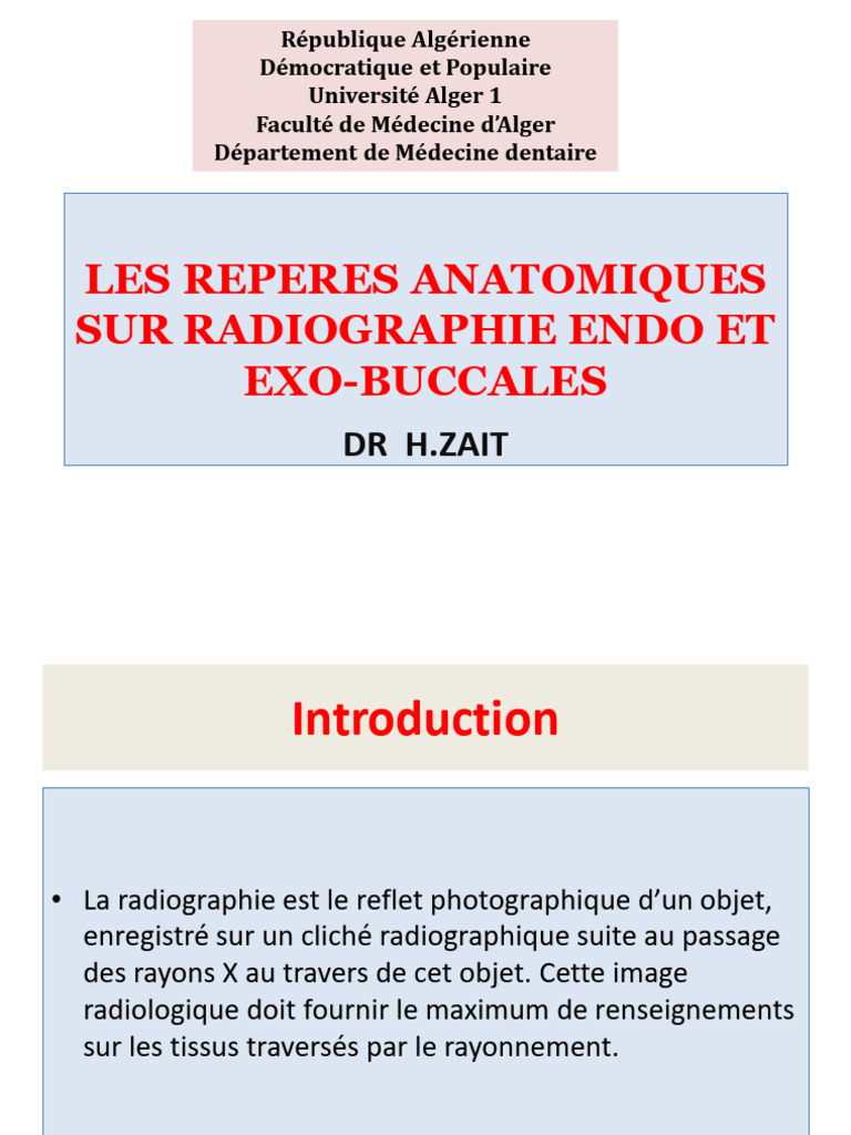 Les Repères Anatomiques | PDF | Radiographie | Dent humaine