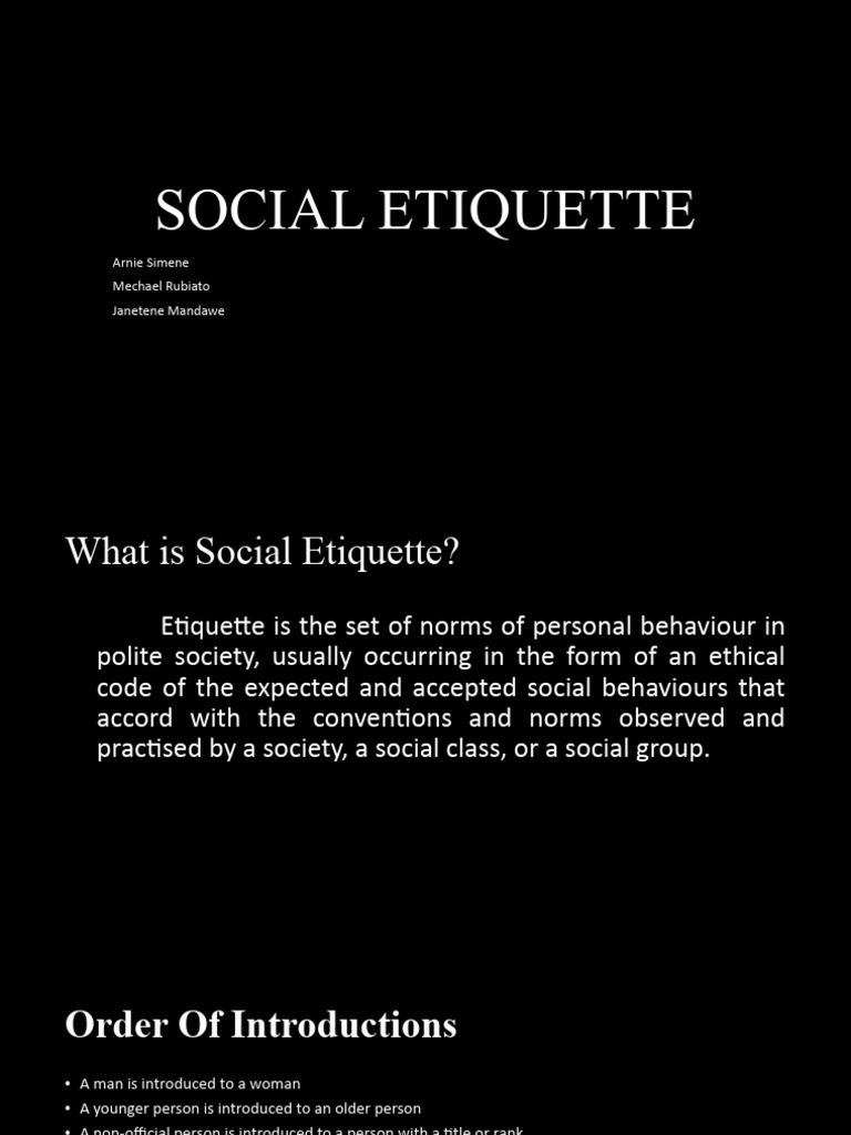 Social Etiquette Social Graces 2 | PDF | Etiquette | Telephone