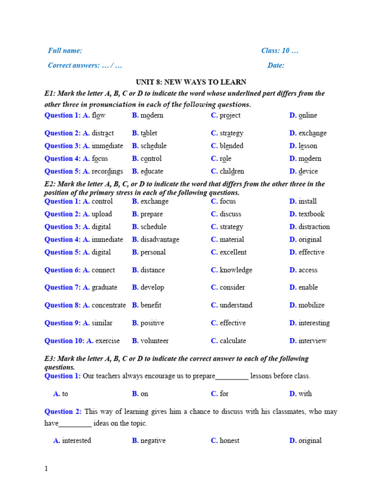 U8 REVIEW No.1 | Download Free PDF | Educational Technology | Learning