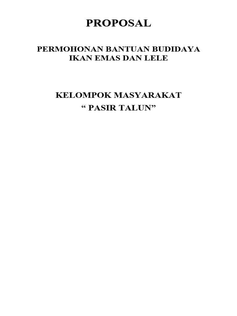 Proposal Kolam Ikan | PDF