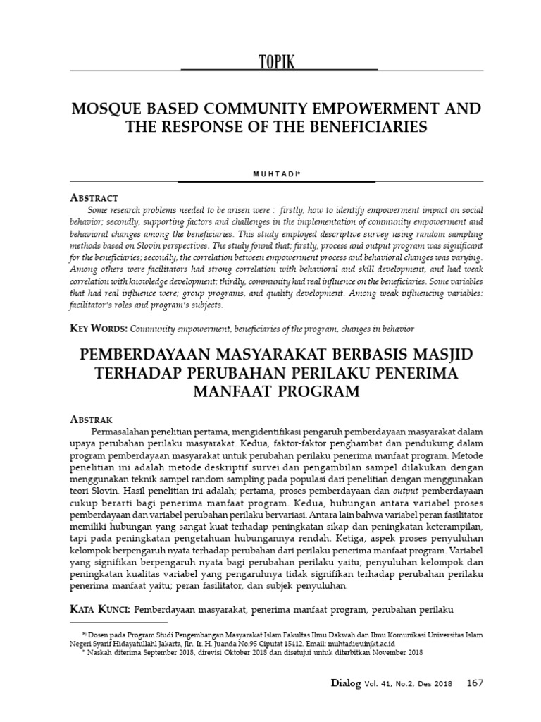 Pemberdayaan Masjid dan Perubahan Perilaku | PDF