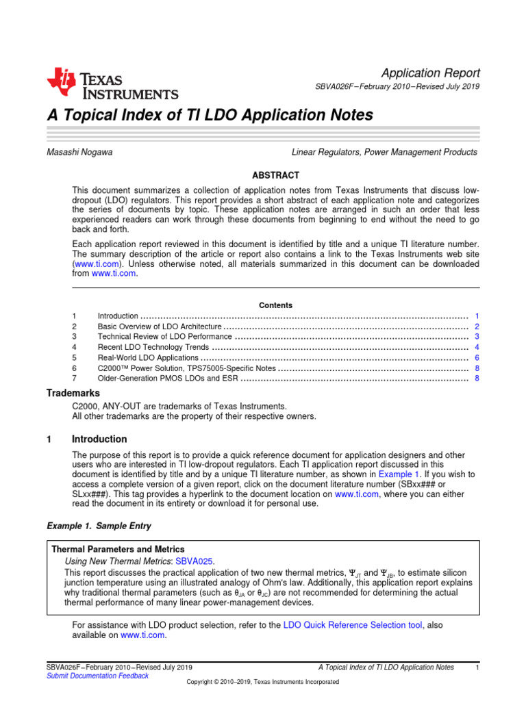 A Topical Index of TI LDO Application Notes (Rev. F) | Download Free ...