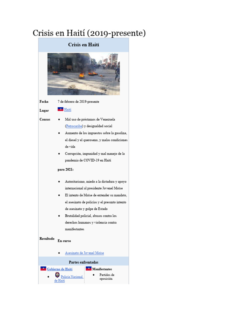 Crisis en Haití | PDF | Haití | Gobierno