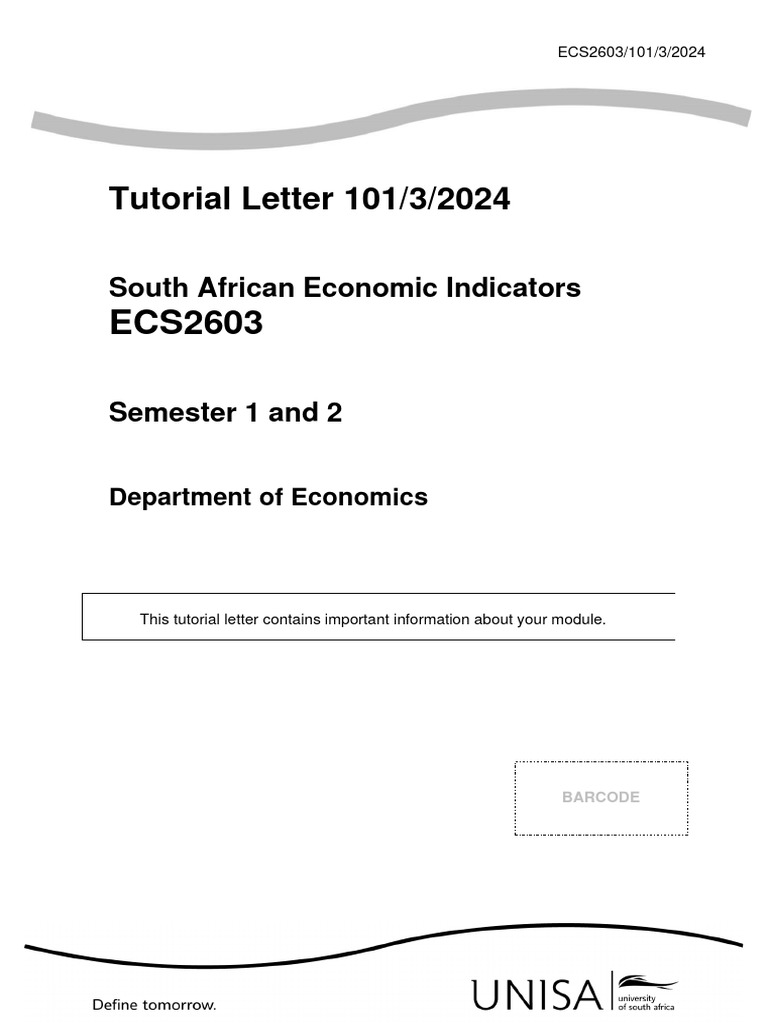 Ecs2603 Tutorial Letter | PDF | Libraries | Academic Dishonesty